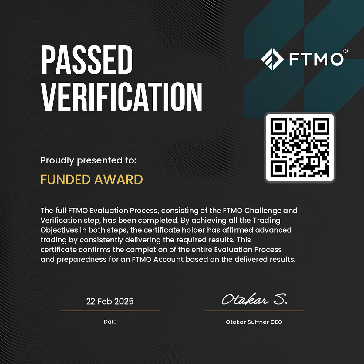 Funded Award | Acrylic Trading Certificates